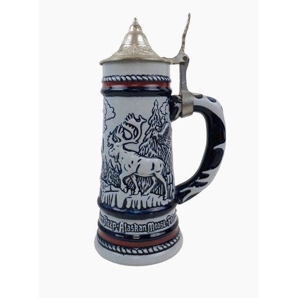 Avon | Accents | Avon Wildlife Stein 976 Pewter Hinged Lid Brazil ...